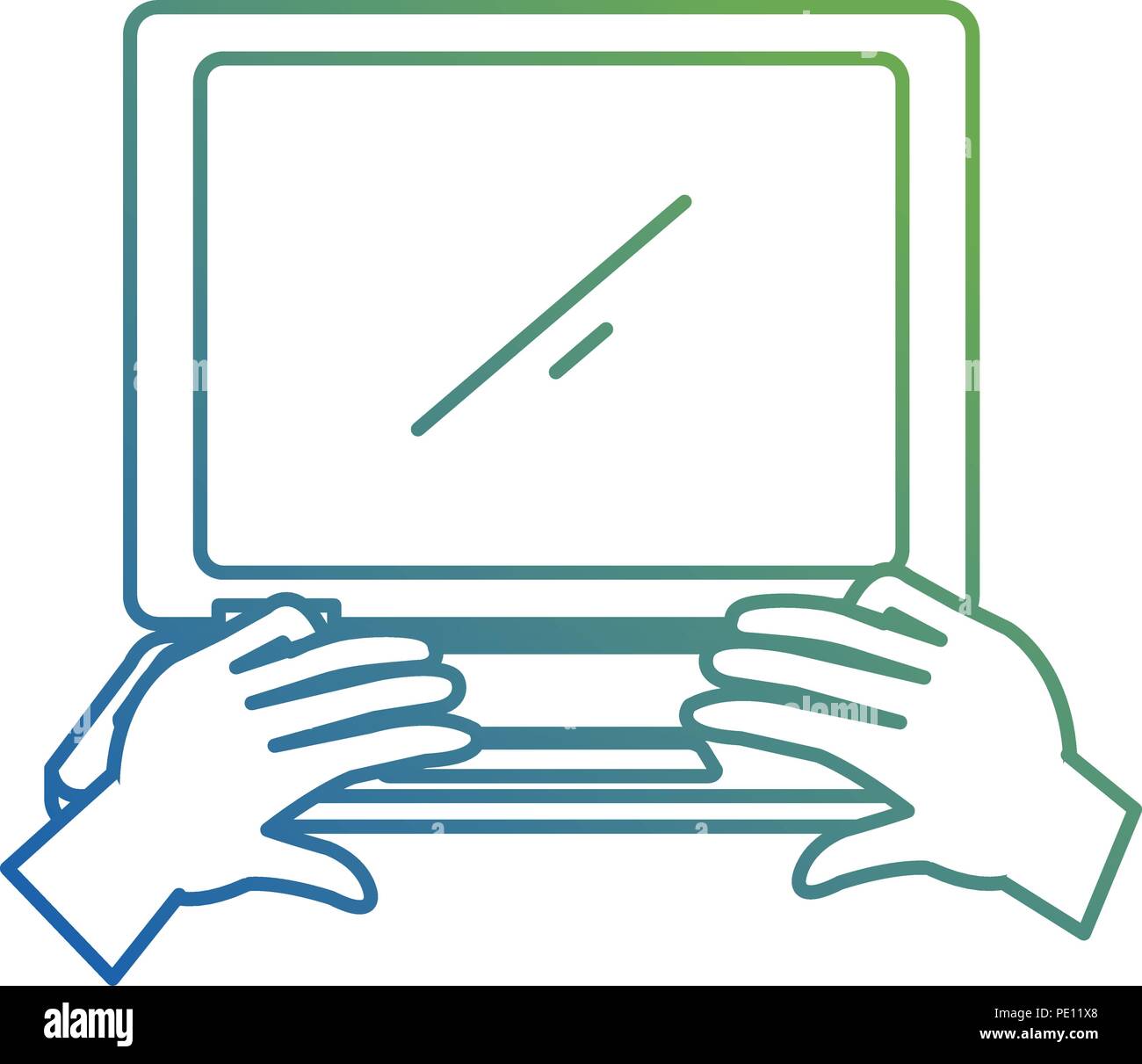 laptop and hands typing vector illustration design Stock Vector Image ...