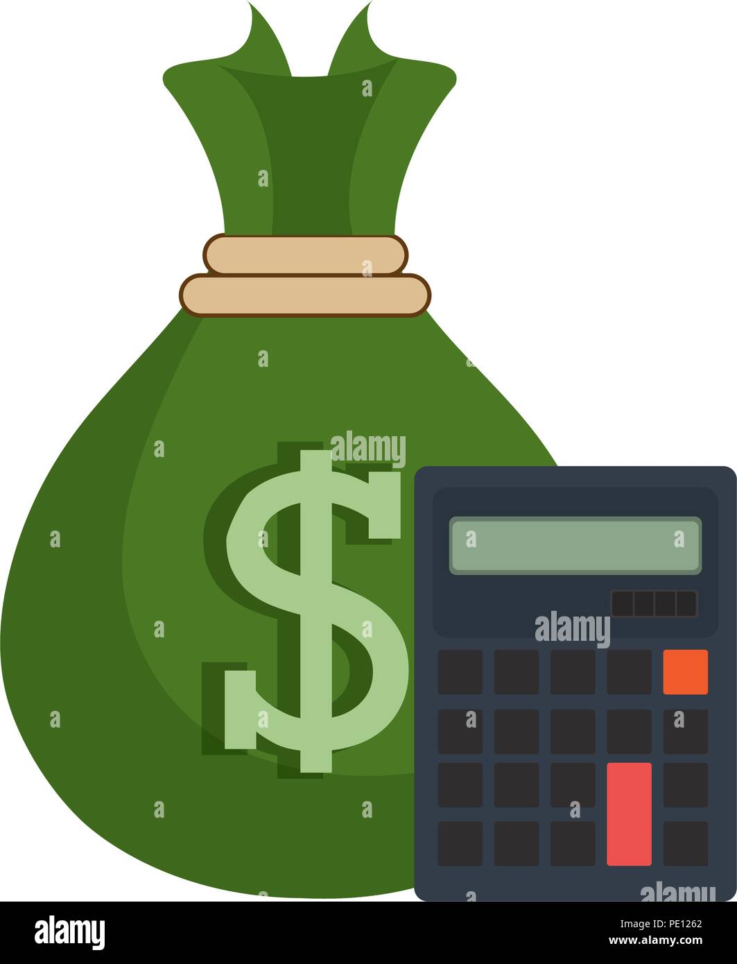 calculator math with money bag vector illustration design Stock Vector ...