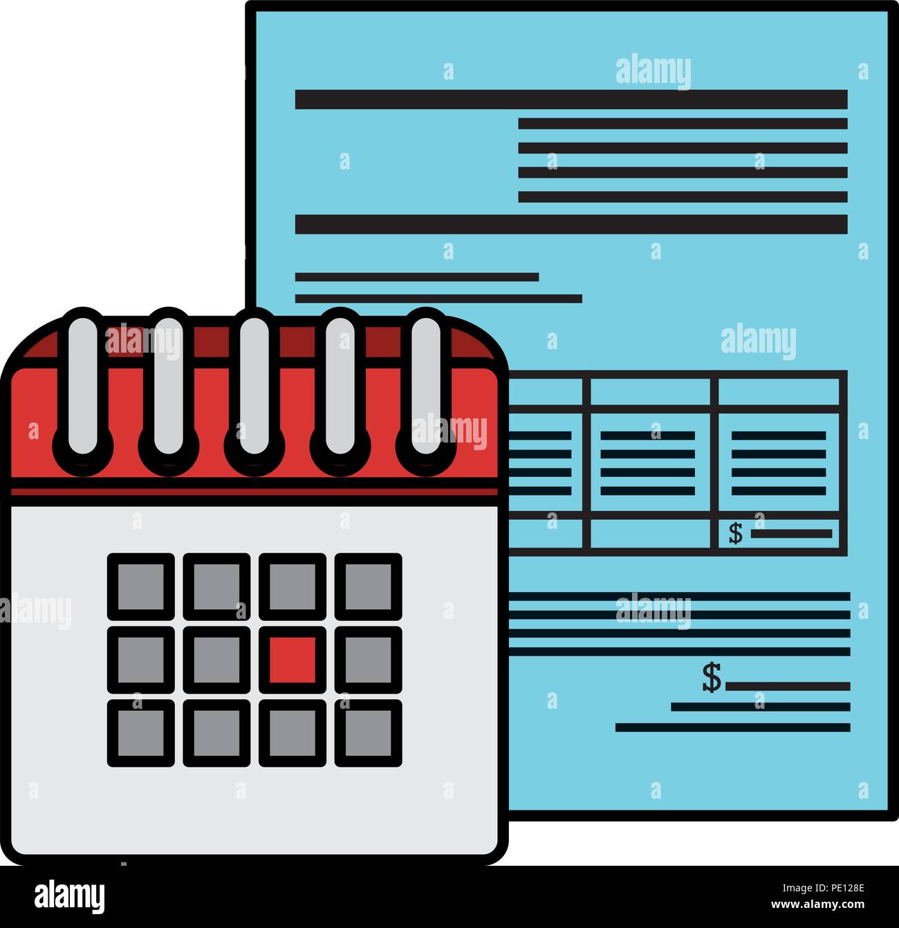 calendar reminder with financial document vector illustration design ...