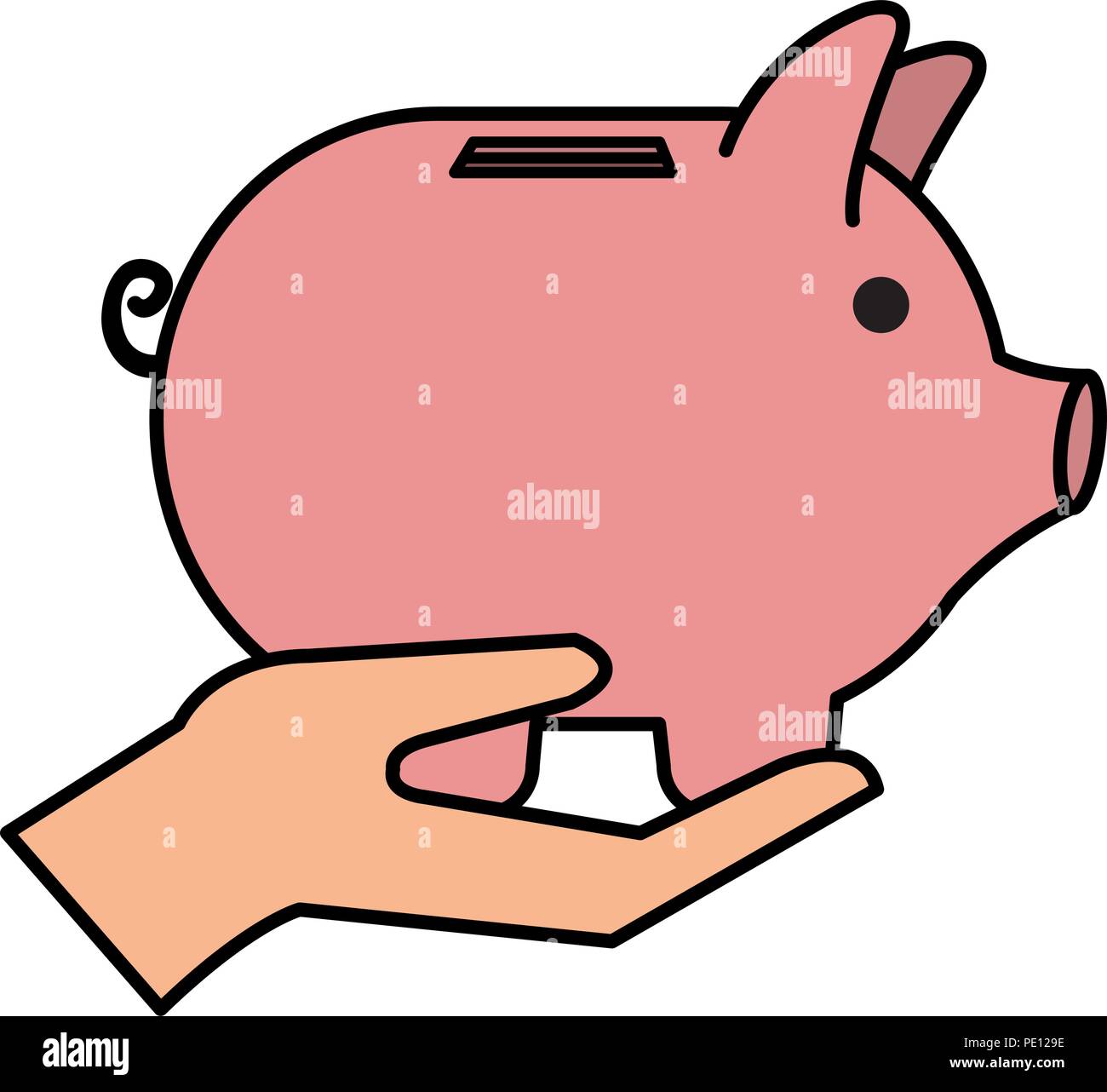 hand with piggy savings vector illustration design Stock Vector Image ...