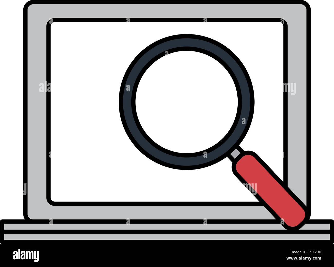 laptop computer with magnifying glass vector illustration design Stock ...