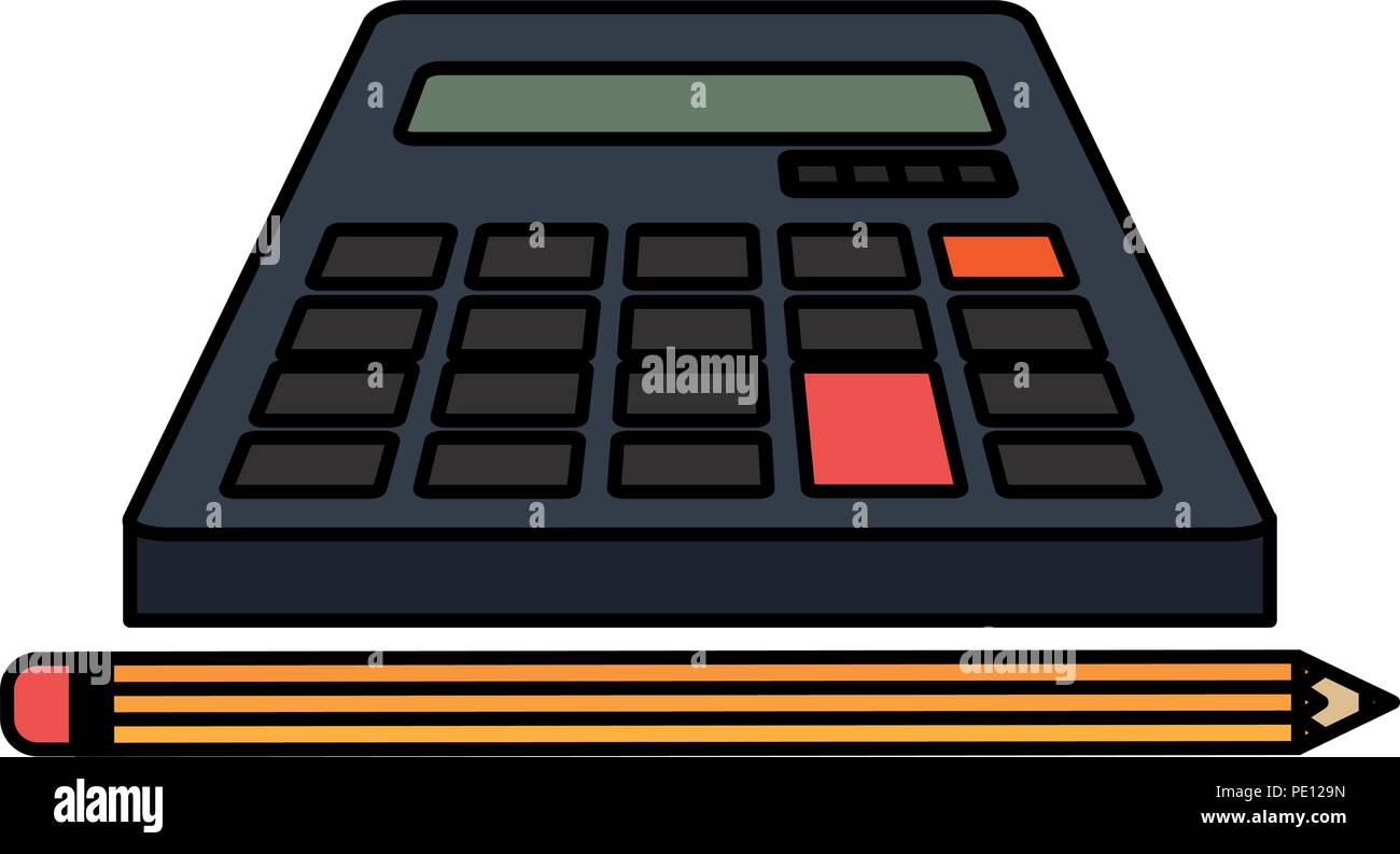 calculator math with pencil vector illustration design Stock Vector ...