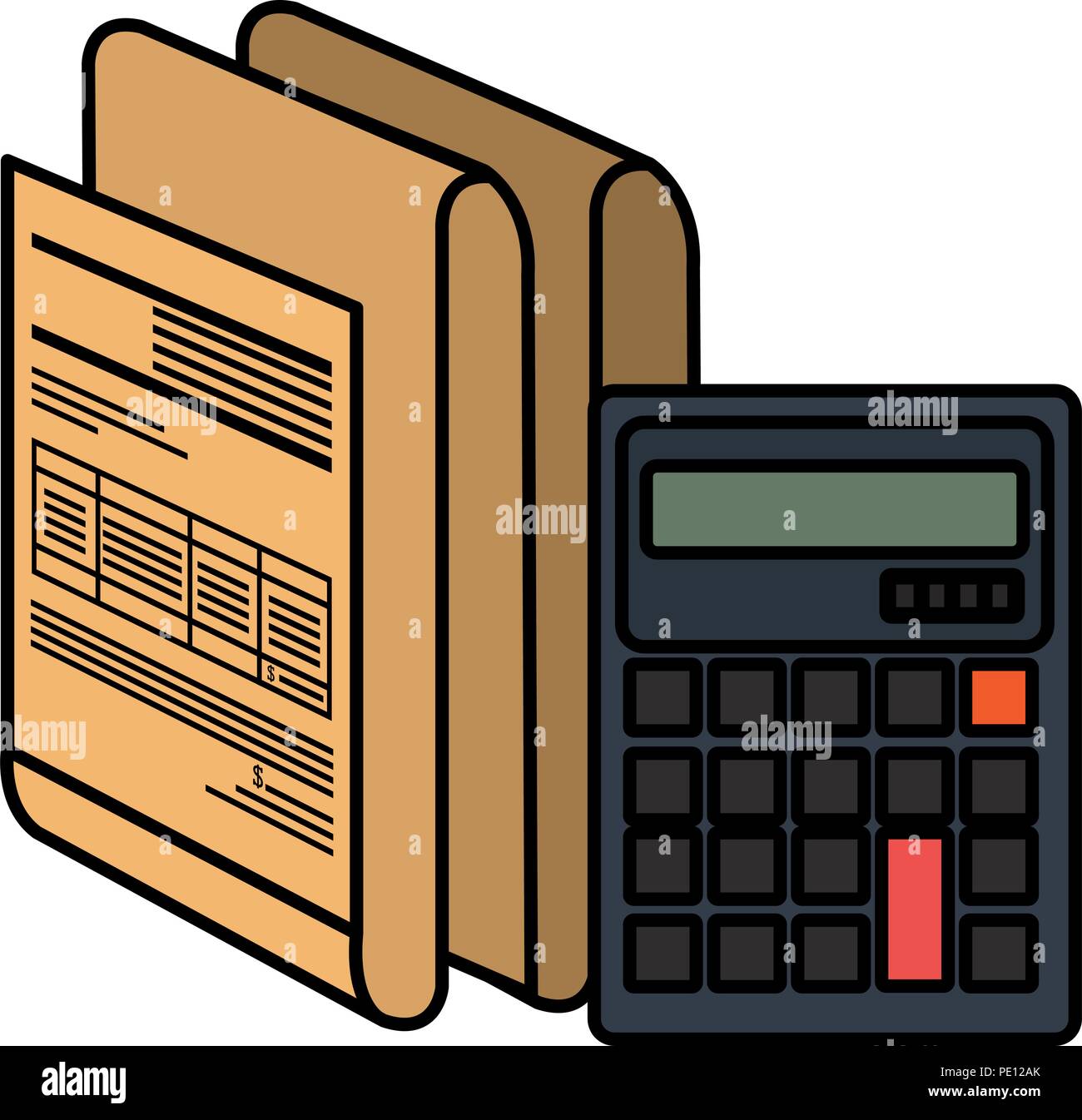 calculator math with documents vector illustration design Stock Vector ...