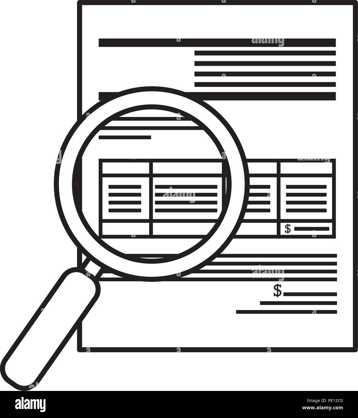 documents with magnifying glass vector illustration design Stock Vector ...