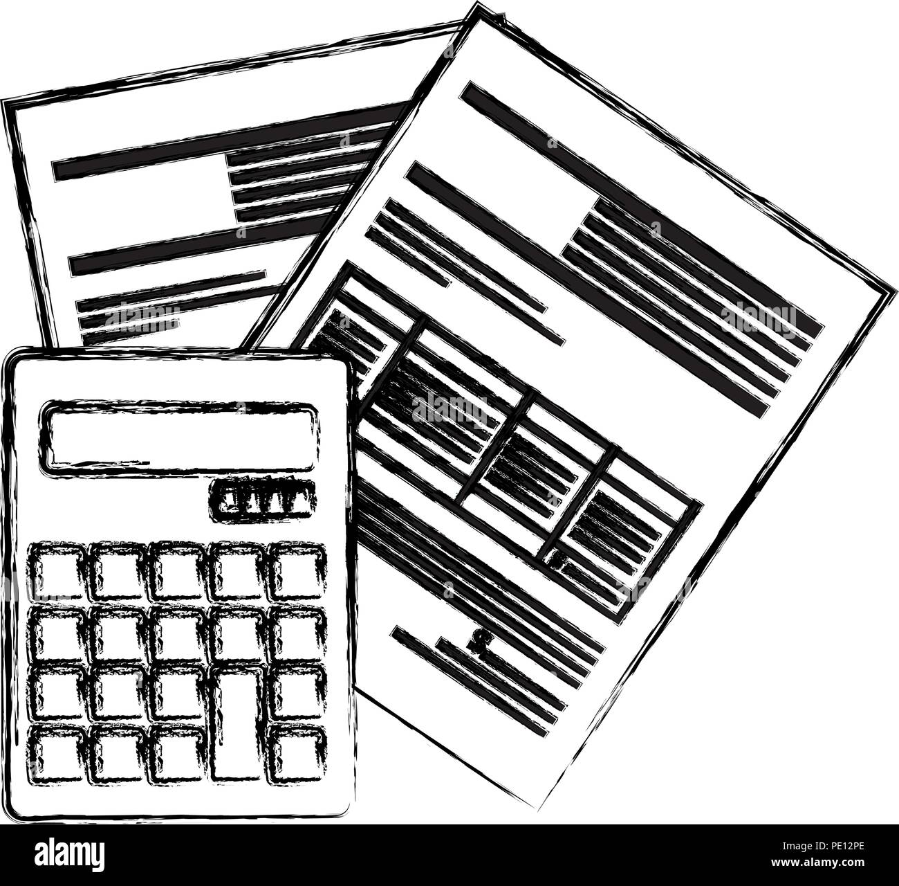 calculator math with documents vector illustration design Stock Vector ...