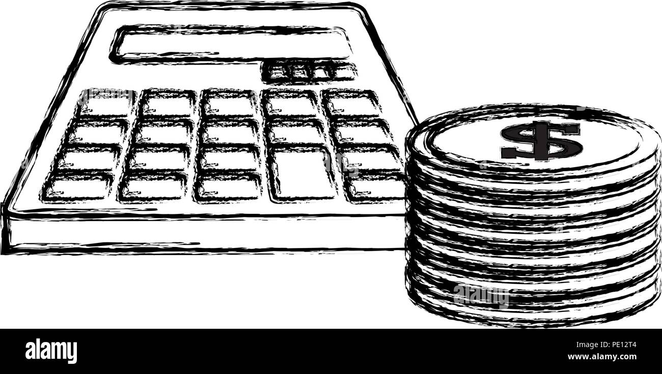 calculator math with coins vector illustration design Stock Vector ...