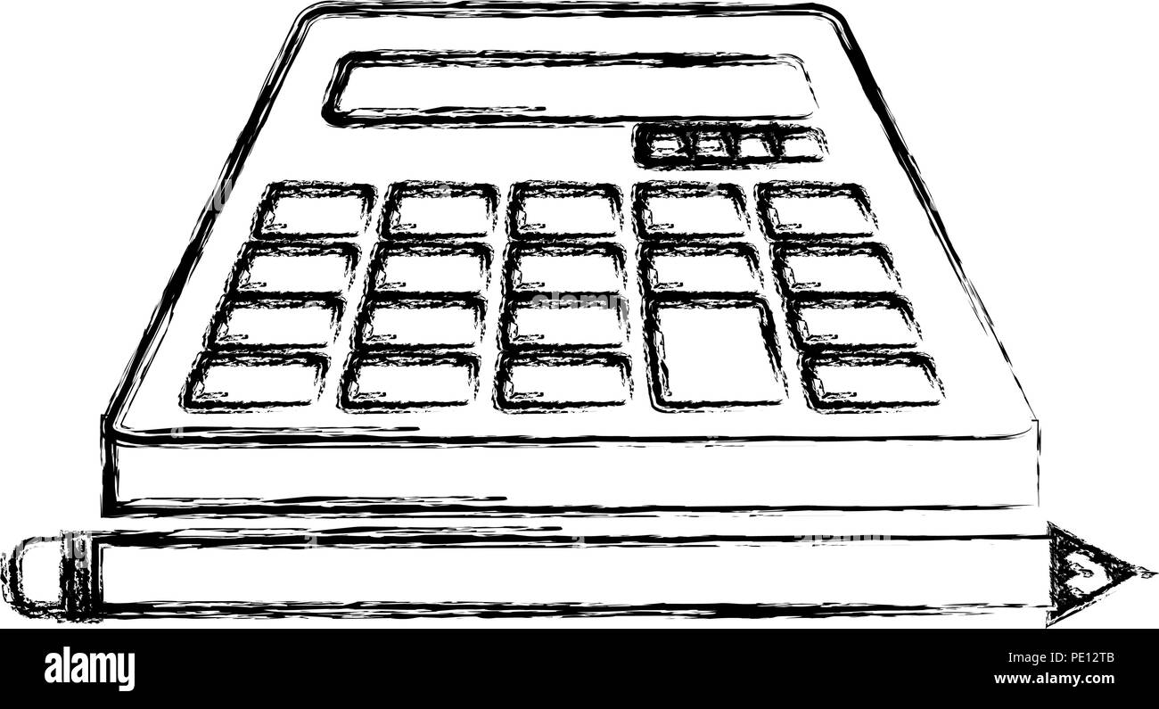 Calculator math pencil vector Black and White Stock Photos & Images - Alamy