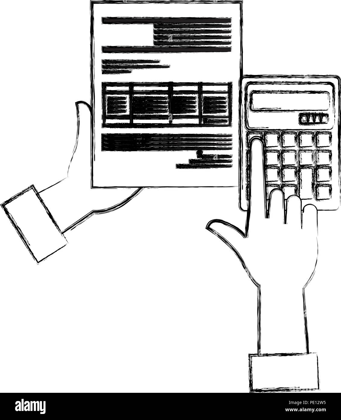 hands with calculator math and documents vector illustration design ...