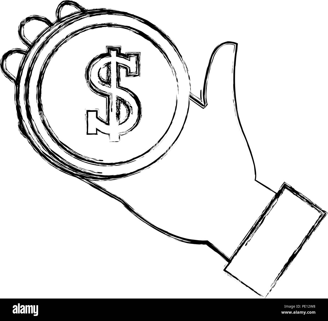hand with coin money vector illustration design Stock Vector Image ...