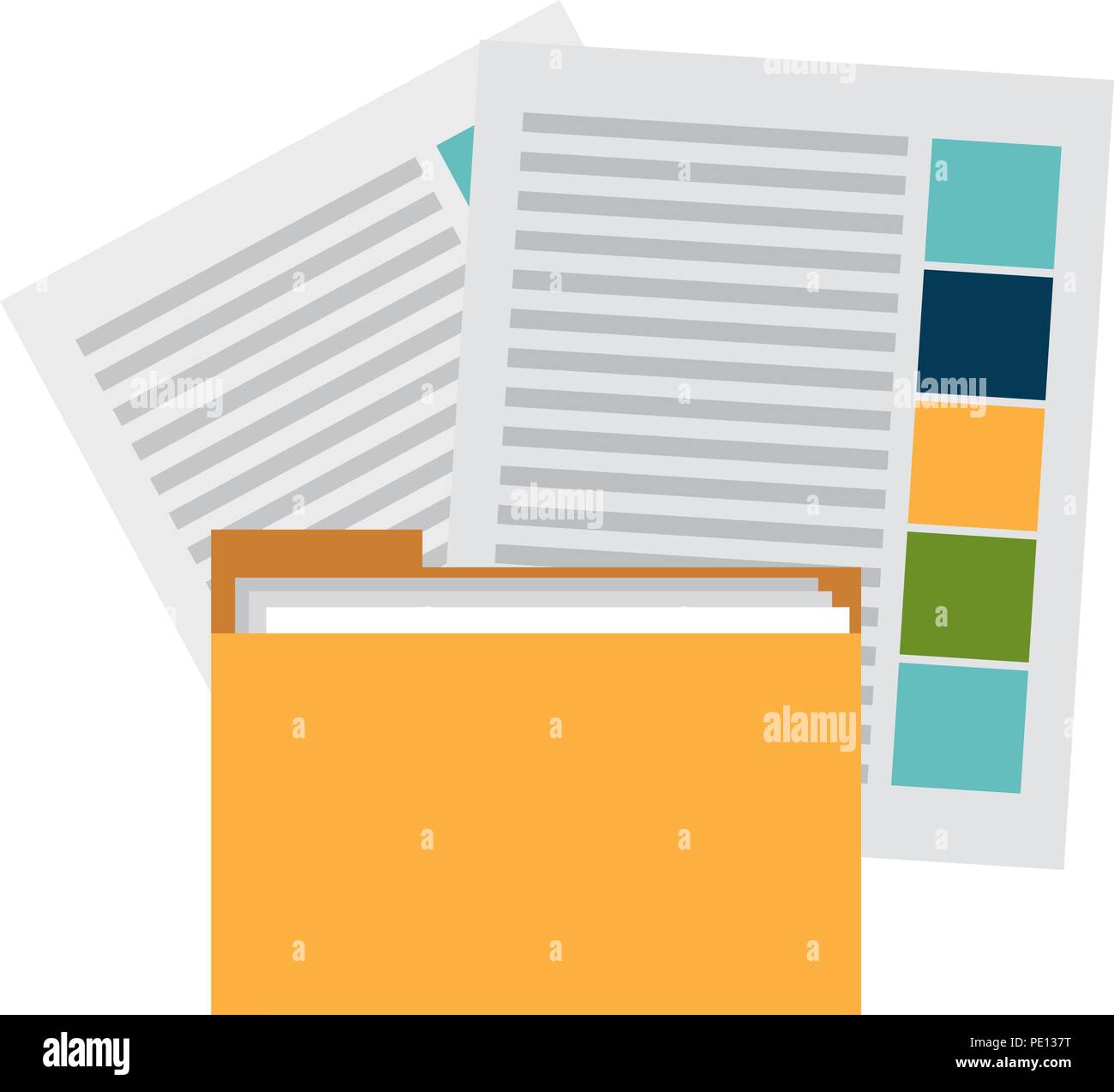 file folder with documents vector illustration design Stock Vector ...