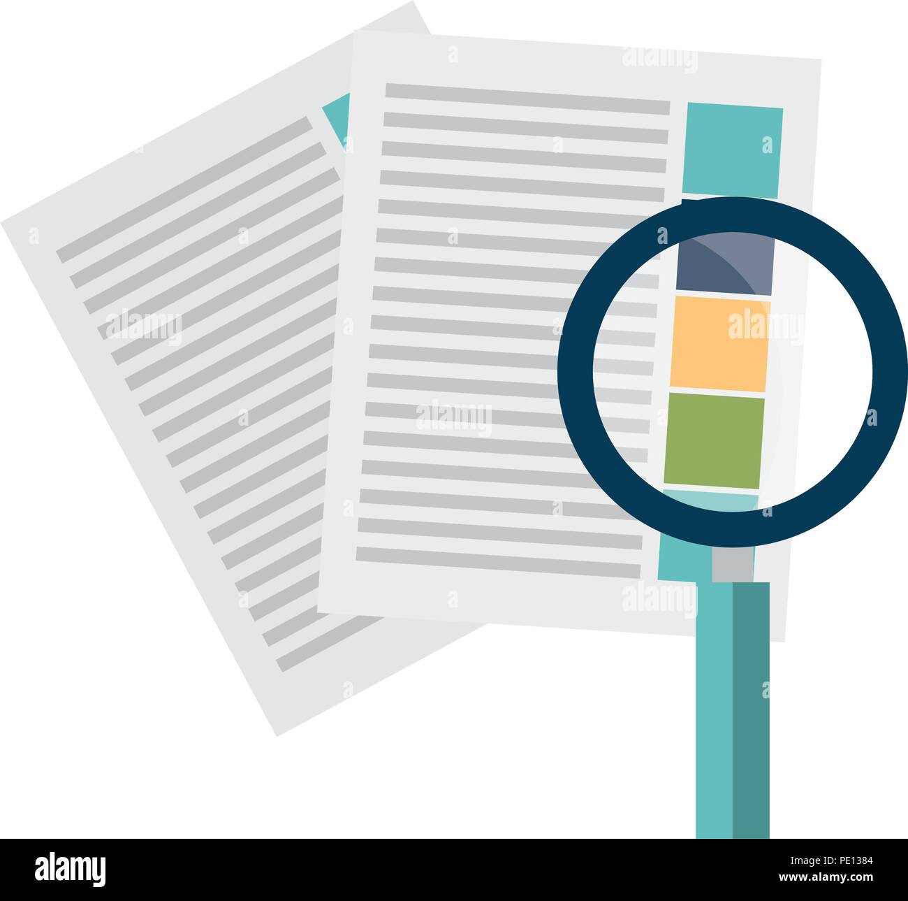 documents with magnifying glass vector illustration design Stock Vector ...