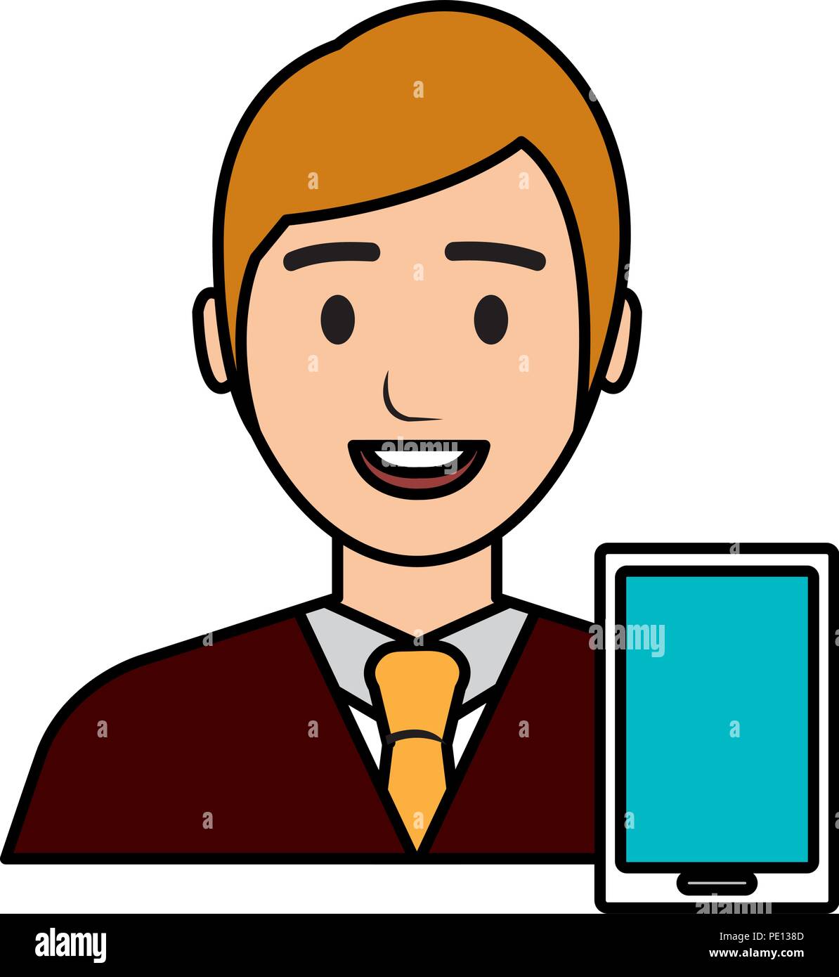 businessman with smartphone avatar character vector illustration Stock ...