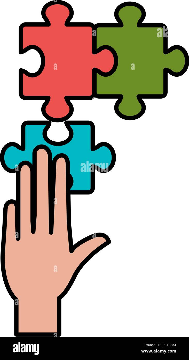 hand with puzzle game piece vector illustration design Stock Vector ...