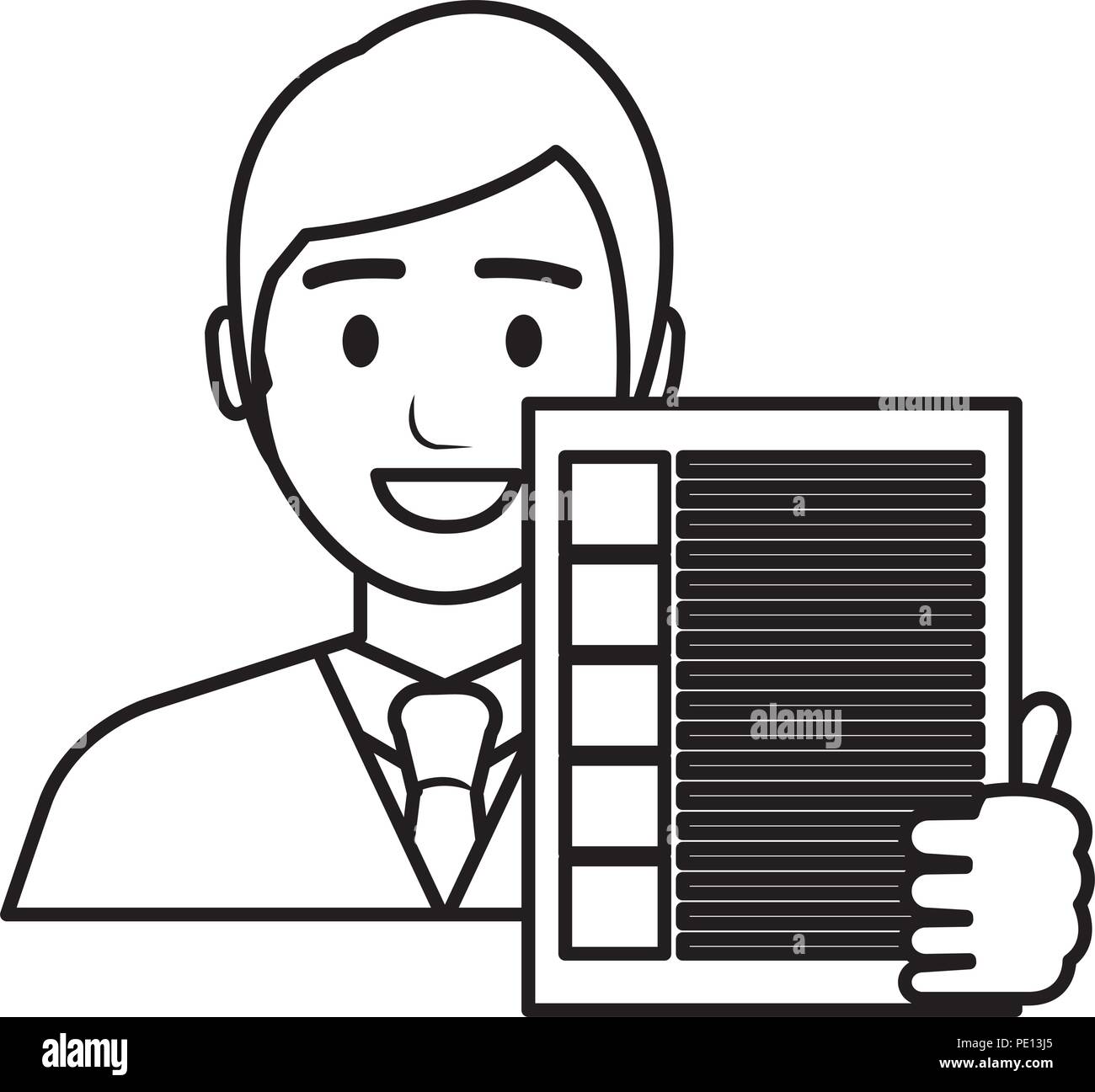 businessman avatar with financial document vector illustration Stock ...