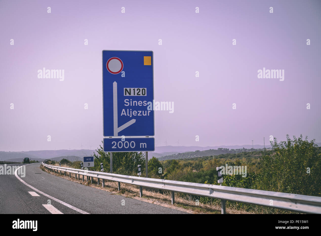 August 6th, 2018, Lagos, Portugal - information road signs for Sines ...
