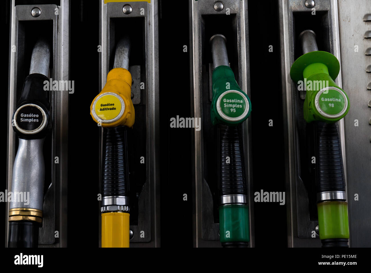 Close up of gasoline and diesel service station pumps Stock Photo - Alamy