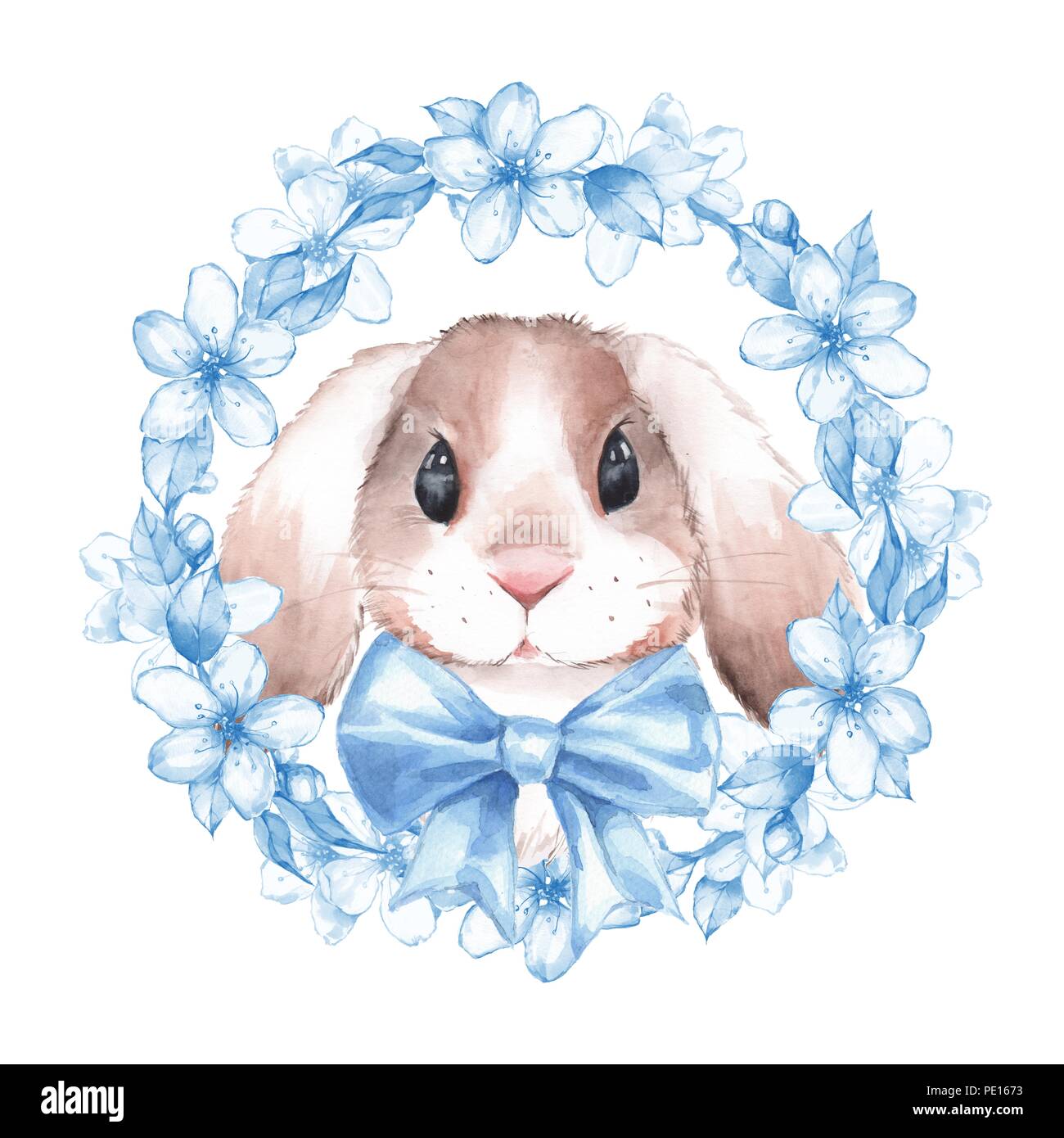 Cute rabbit. Watercolor illustration. Isolated on white background ...