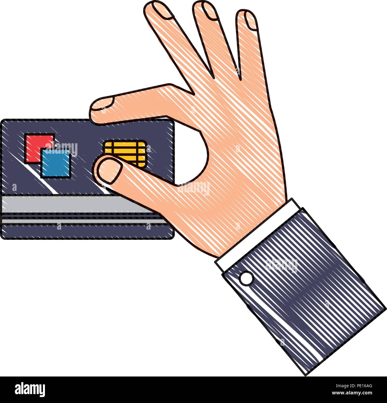 hand holding bank card payment vector illustration Stock Vector Image ...