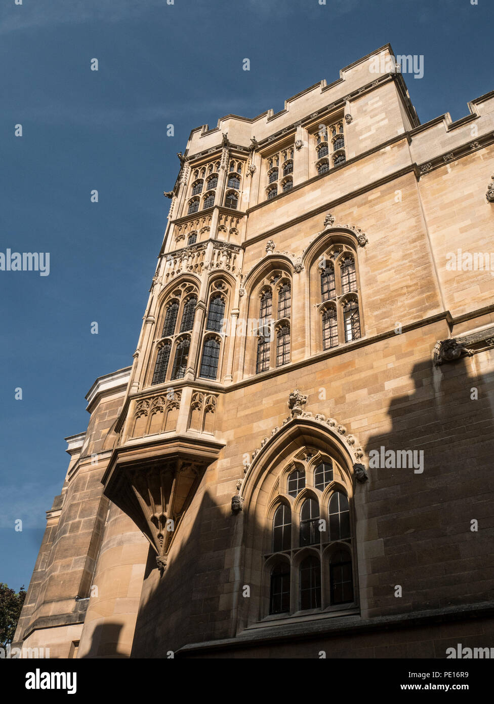 Overhanging Gothic window Gonville & Caius college Cambridge Stock ...