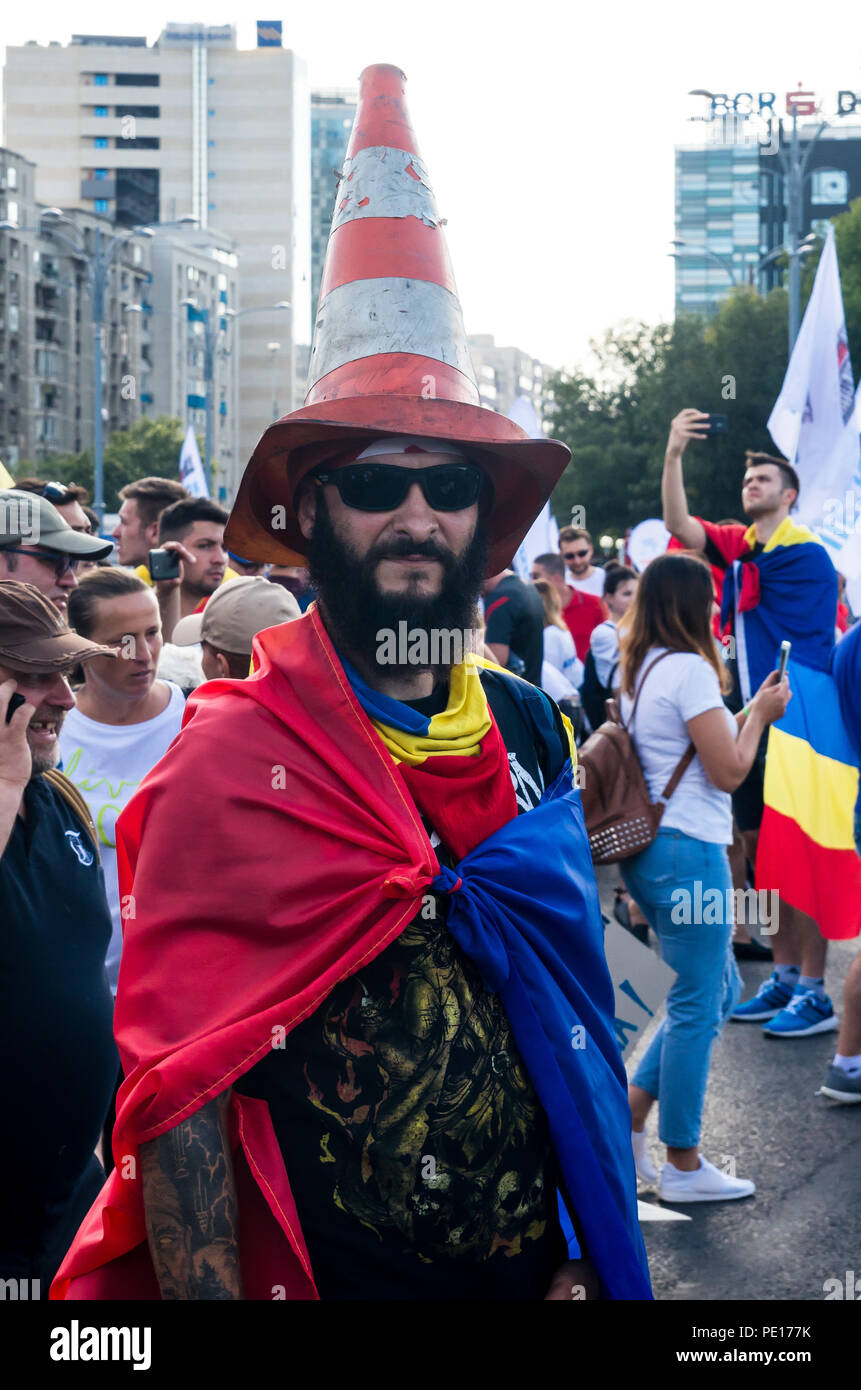 Bucharest, Romania - August 10, 2018: Anti-government protesters in ...