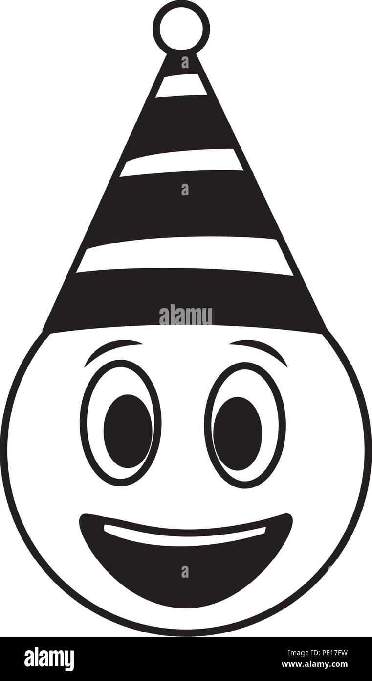 birthday happy face emoji party hat vector illustration Stock Vector ...