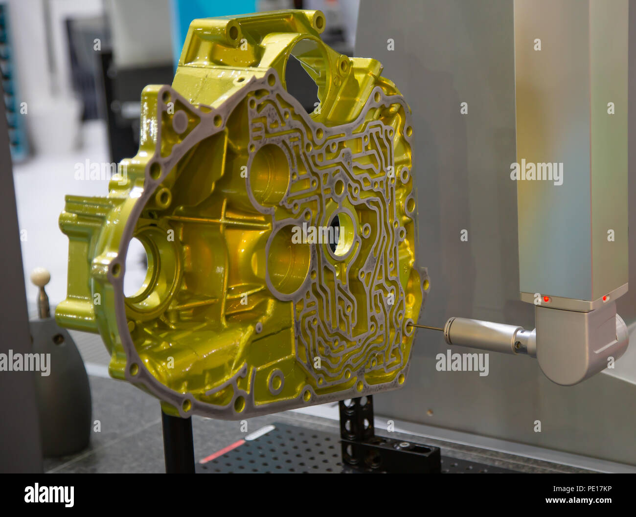 The multi-axis Coordinate Measuring Machine measuring engine housing ...