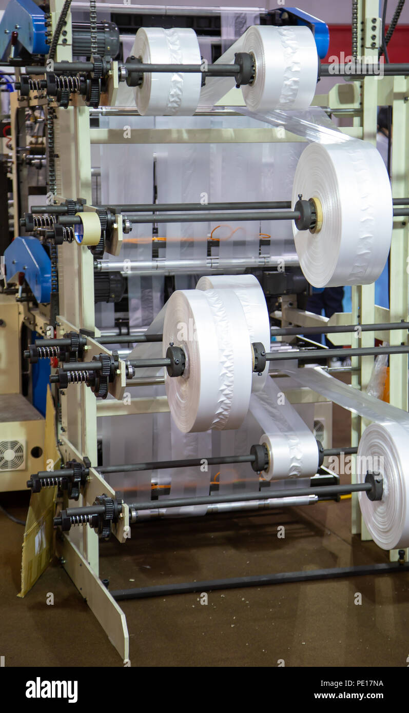 Extruder of polyethylene for industry process of plastic bag Stock ...
