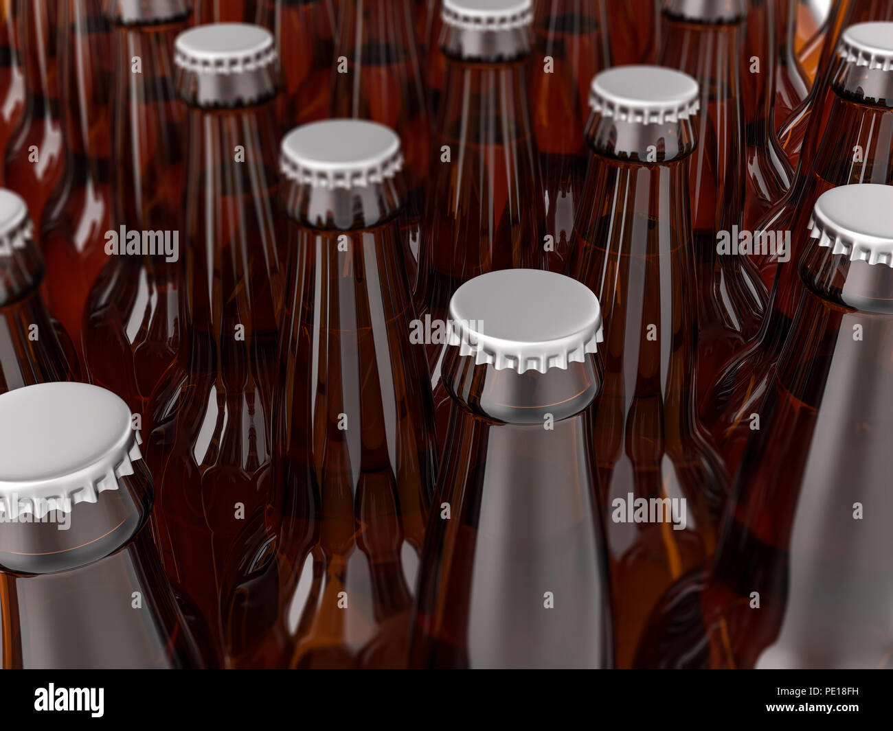 Few beer bottles background. 3D illustration Stock Photo - Alamy