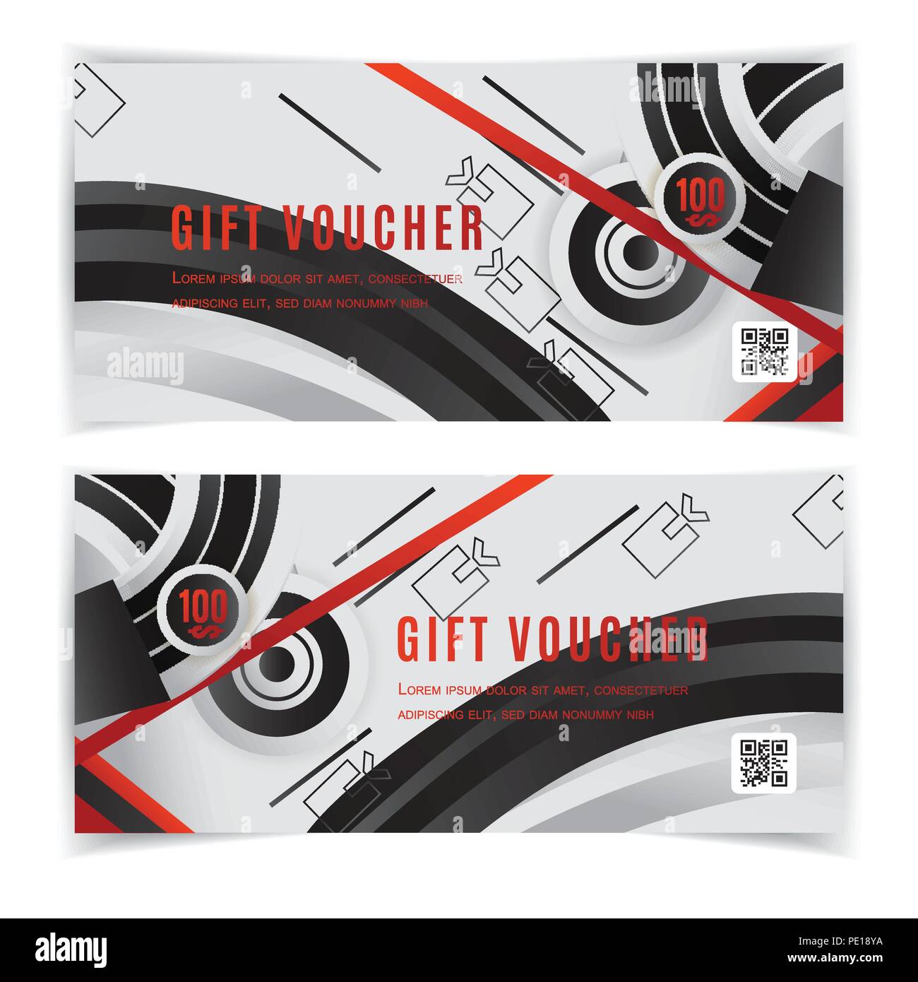 Vector gift voucher template. Universal flyer grey black design ...