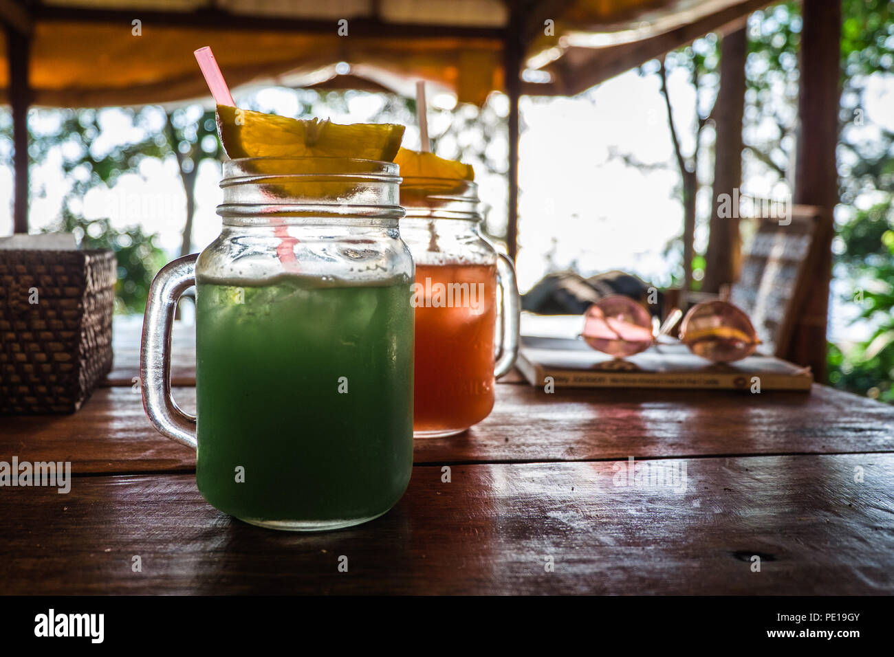 Cocktails in a beach bar on Koh Rong Samloem, Cambodia Stock Photo - Alamy