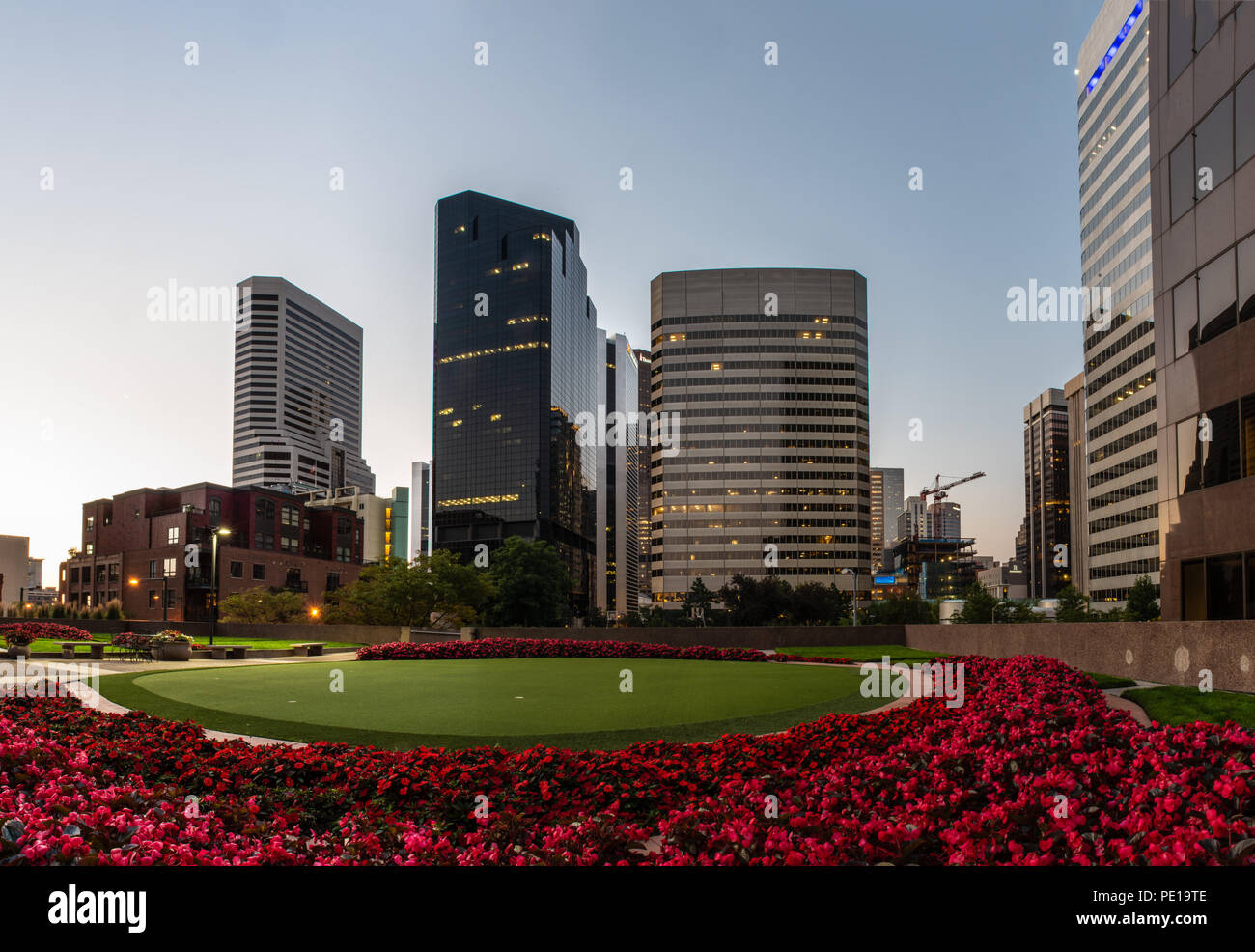 Downtown district of Denver, Colorado showing tall buildings and 2nd ...
