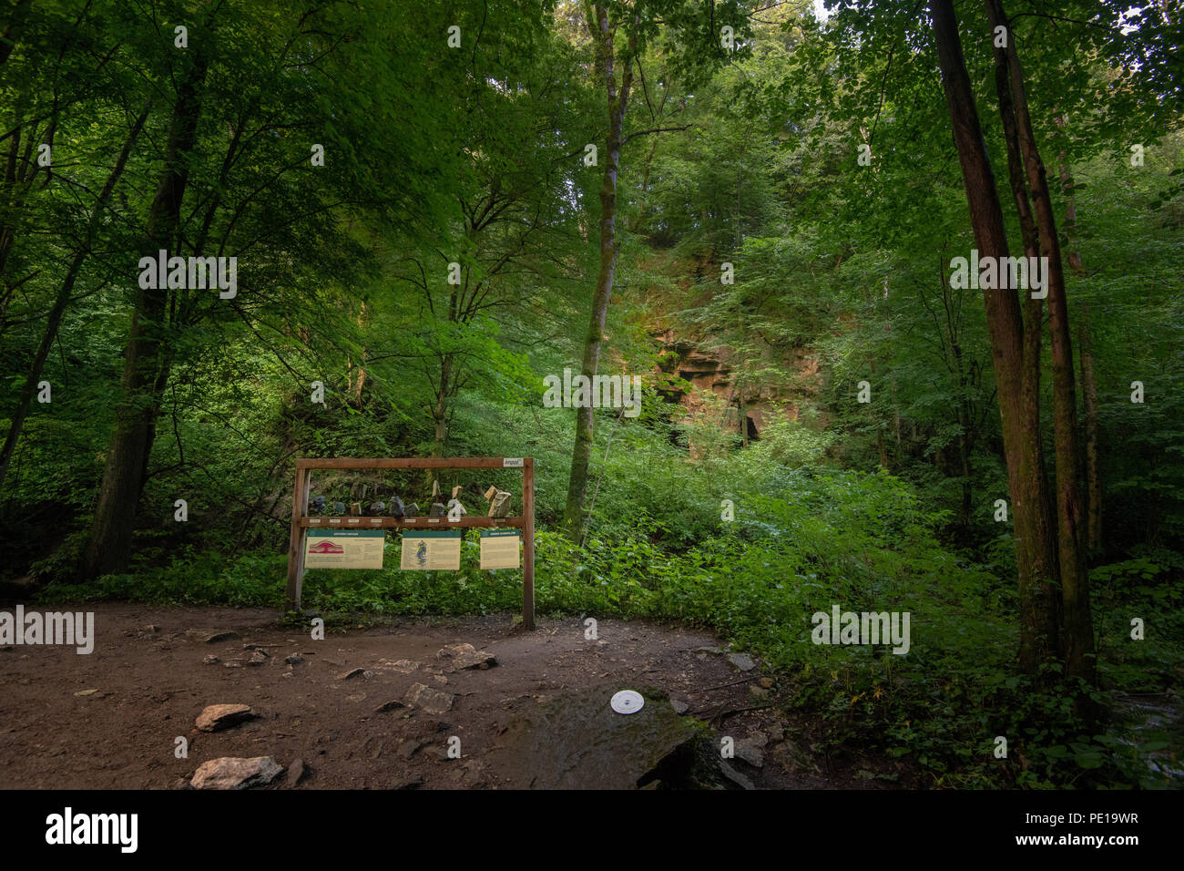 Ancient Roman Quarry next to a Mountain river - stream flowing through ...
