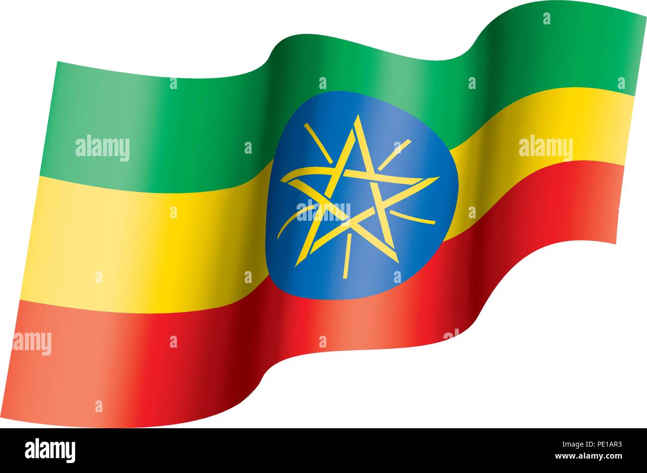 Ethiopia flag, vector illustration on a white background Stock Vector ...