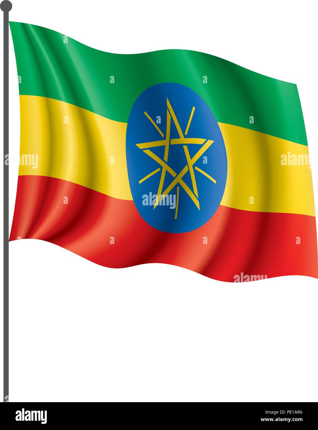 Ethiopia flag, vector illustration on a white background Stock Vector ...