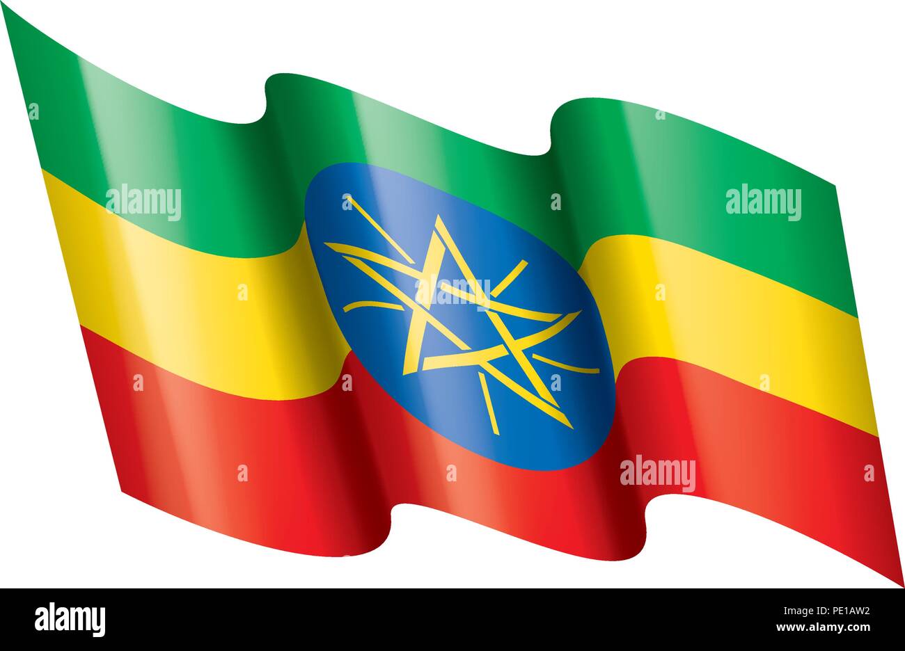 Ethiopia flag, vector illustration on a white background Stock Vector ...