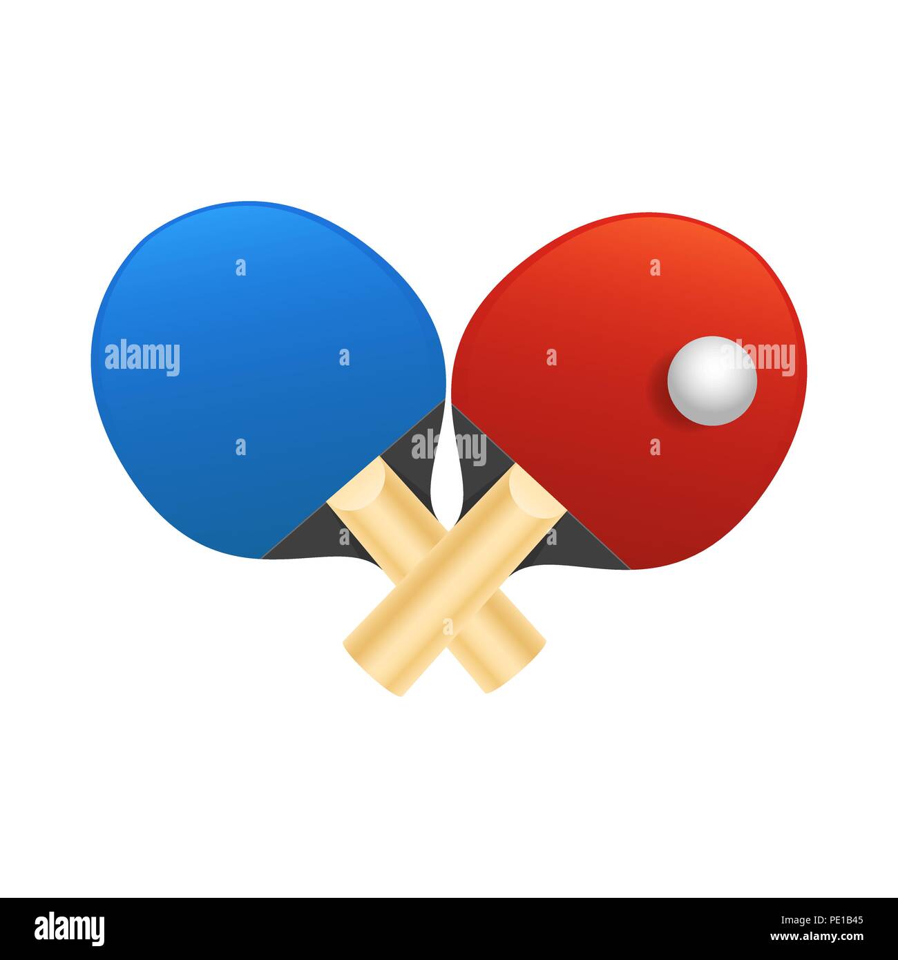 Table tennis rackets with ball vector illustration on white background ...
