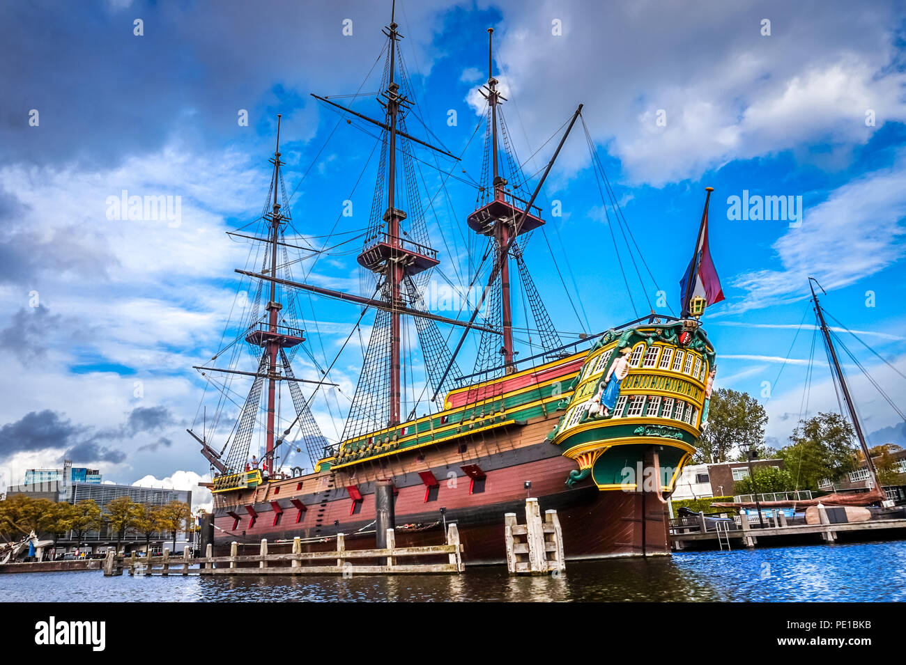 Full size replica of the 8th-century ship Amsterdam of the VOC, Dutch ...