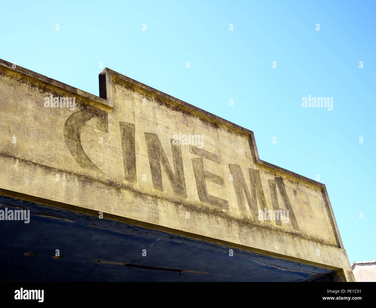 Very old Cinema sign written on the wall above the old cinema door in ...