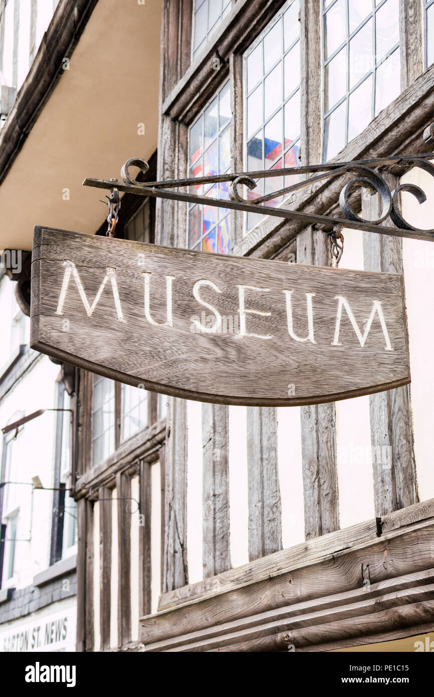 Museum sign on a timber-framed building, England, UK Stock Photo - Alamy