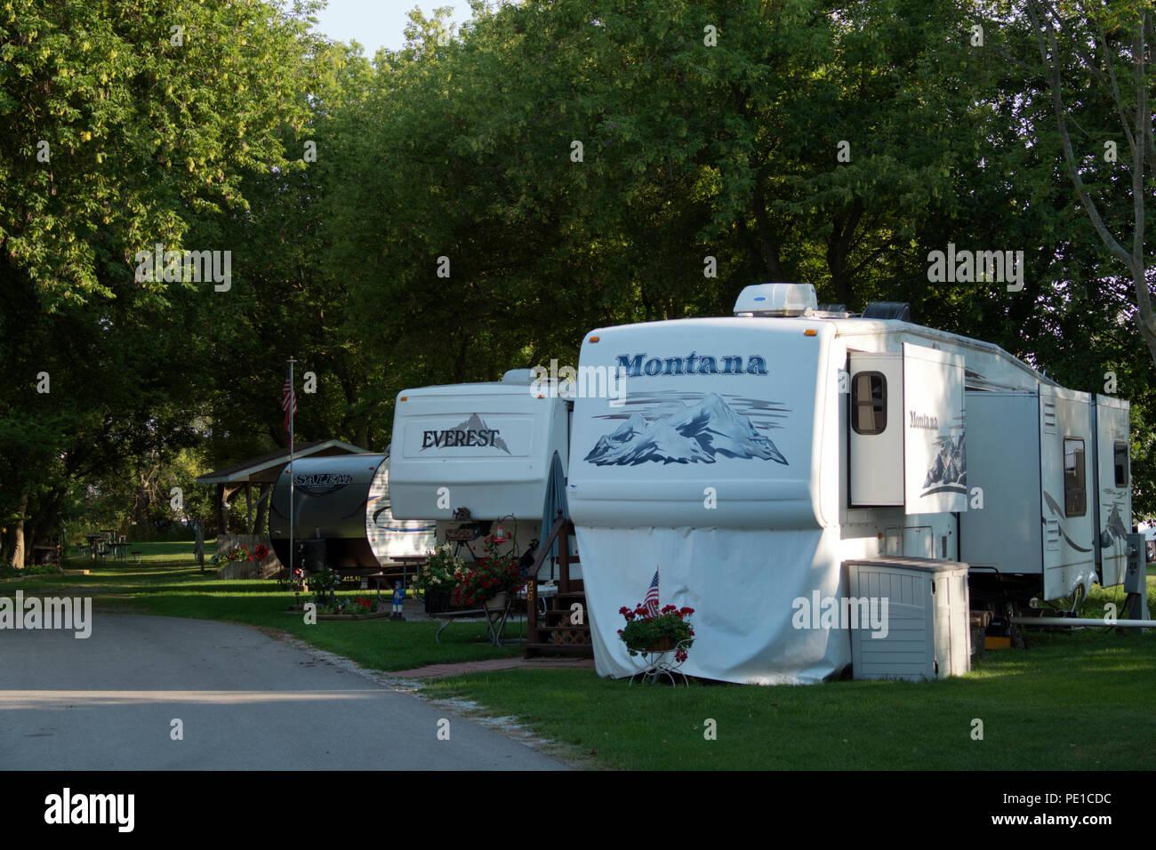 RV trailer park and campground in Montague, Michigan near the end of ...
