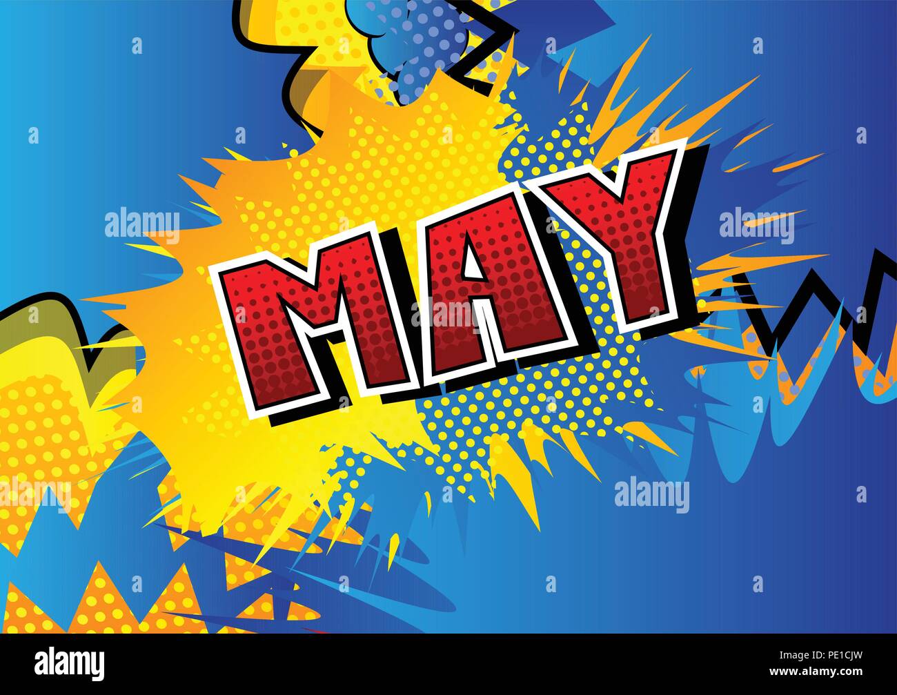 May - Comic book style word on abstract background Stock Vector Image ...