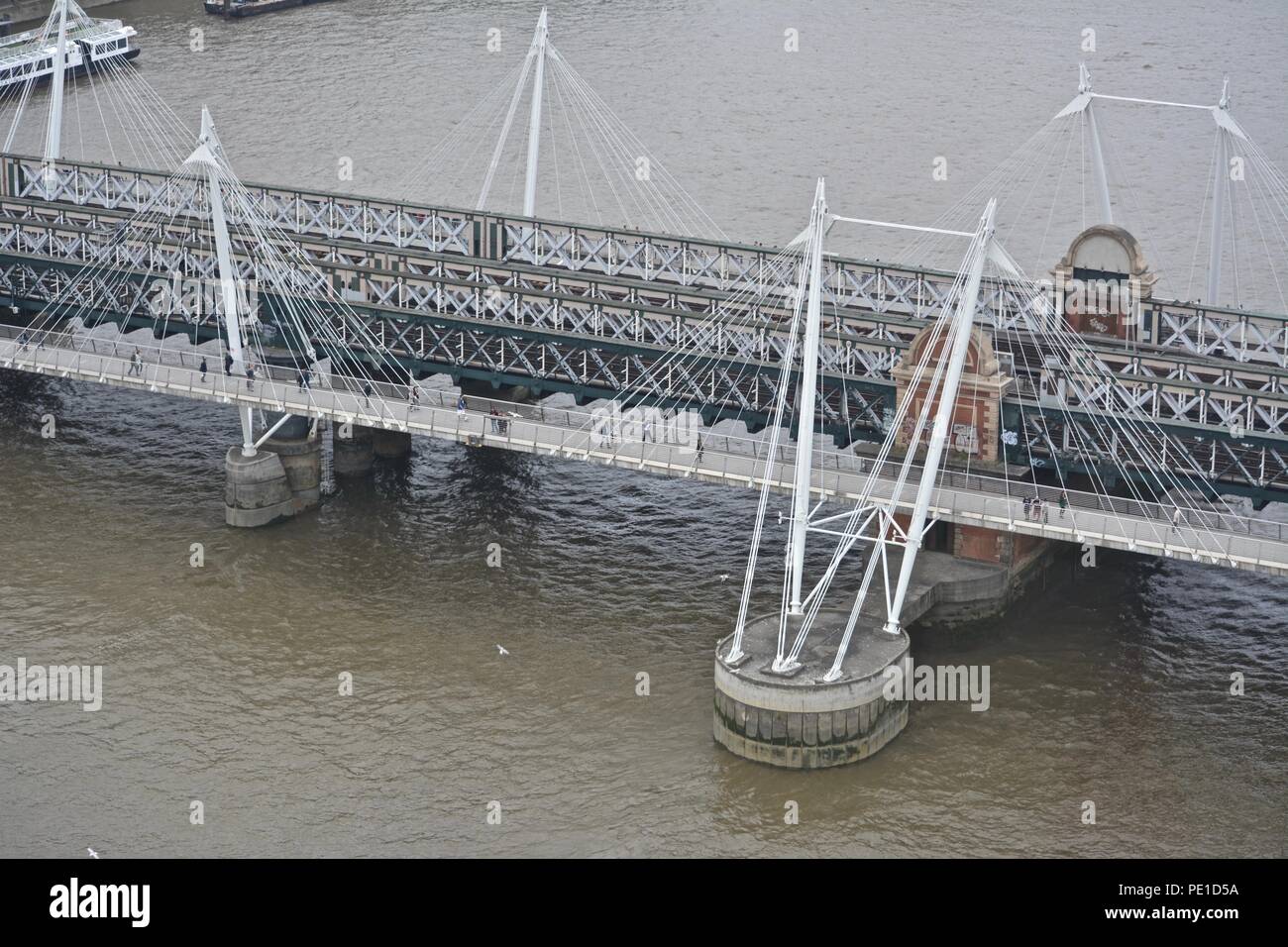 The Golden Jubilee pedestrian bridge at Embankment spanning the River ...