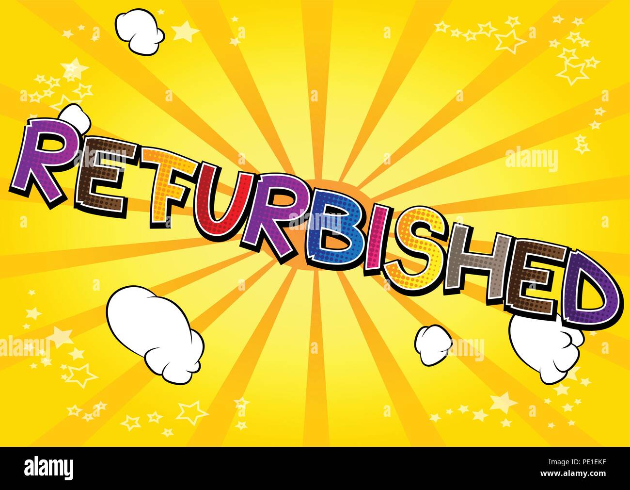 Refurbished - Comic book style word on abstract background Stock Vector ...