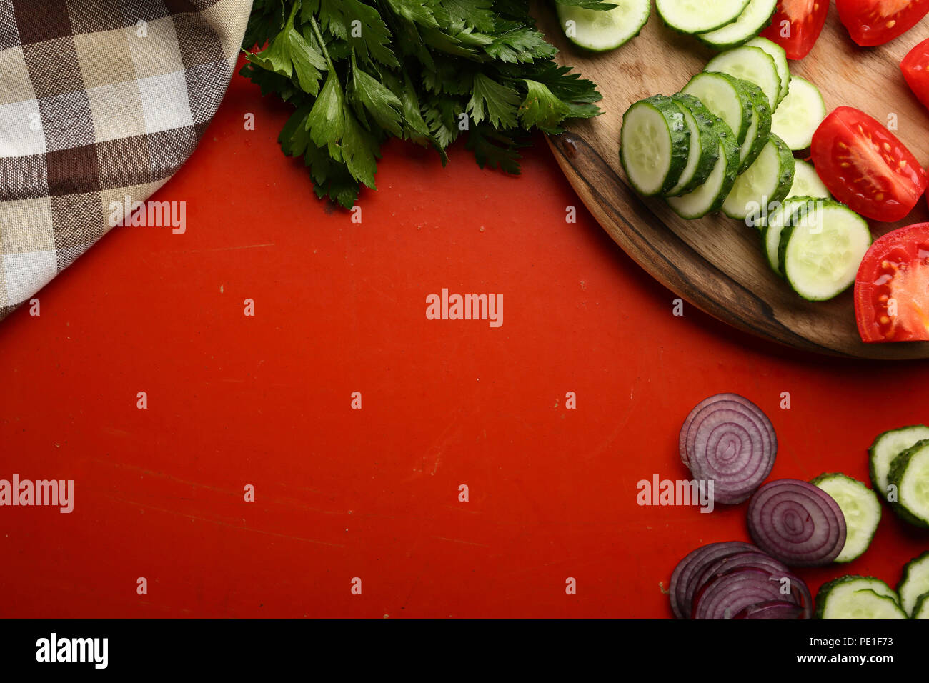 Red food background with ingredients Stock Photo - Alamy