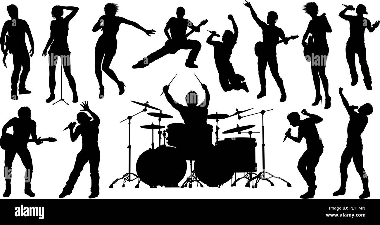 Silhouettes Rock or Pop Band Musicians Stock Vector Image & Art - Alamy