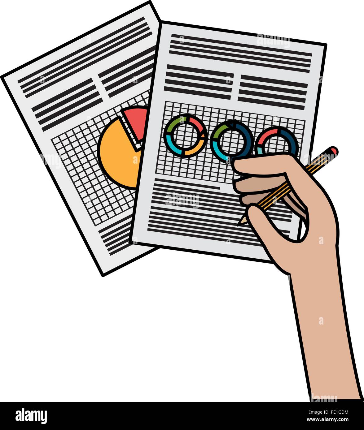 hand writing with pencil in documents paper vector illustration design ...