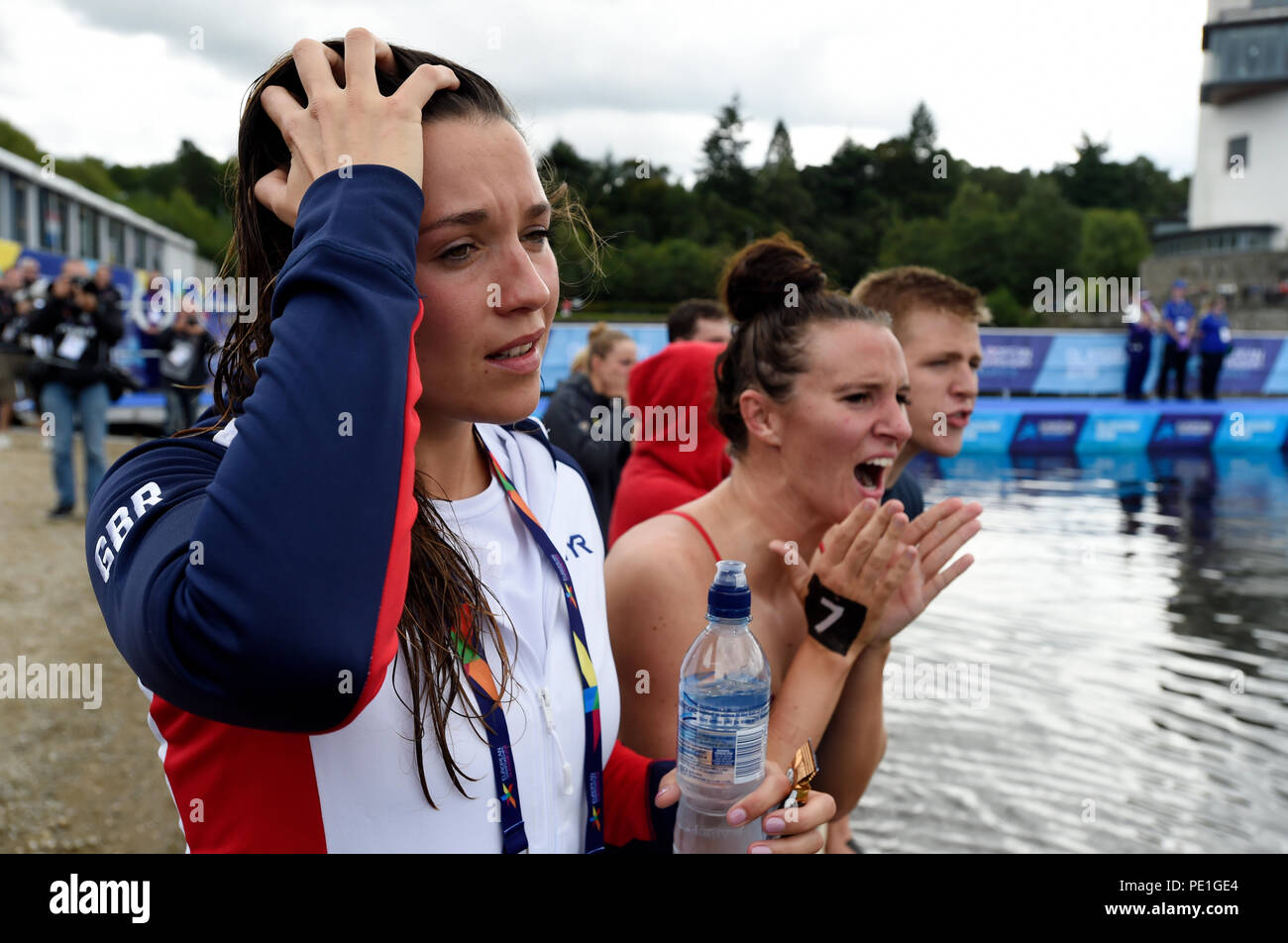 Great Britain's (left to right) Danielle Huskinsson, Jazmin Carlin and ...