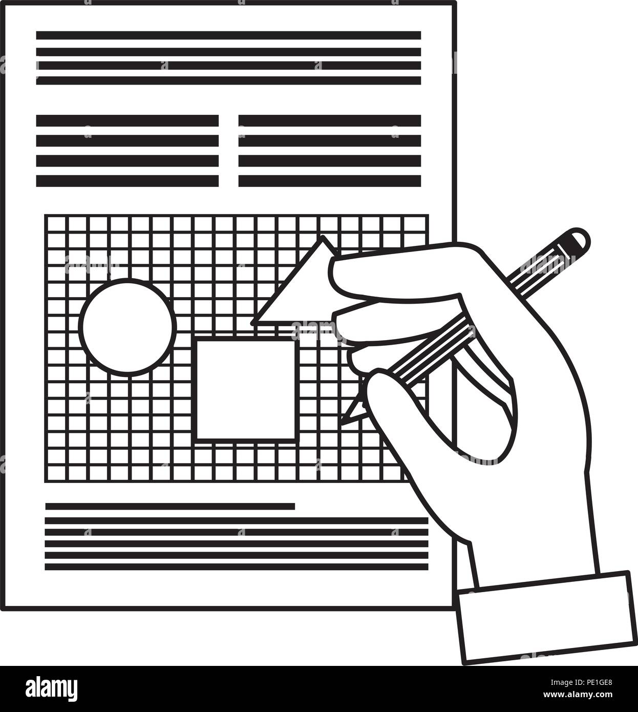 hand writing with pencil in documents paper vector illustration design ...