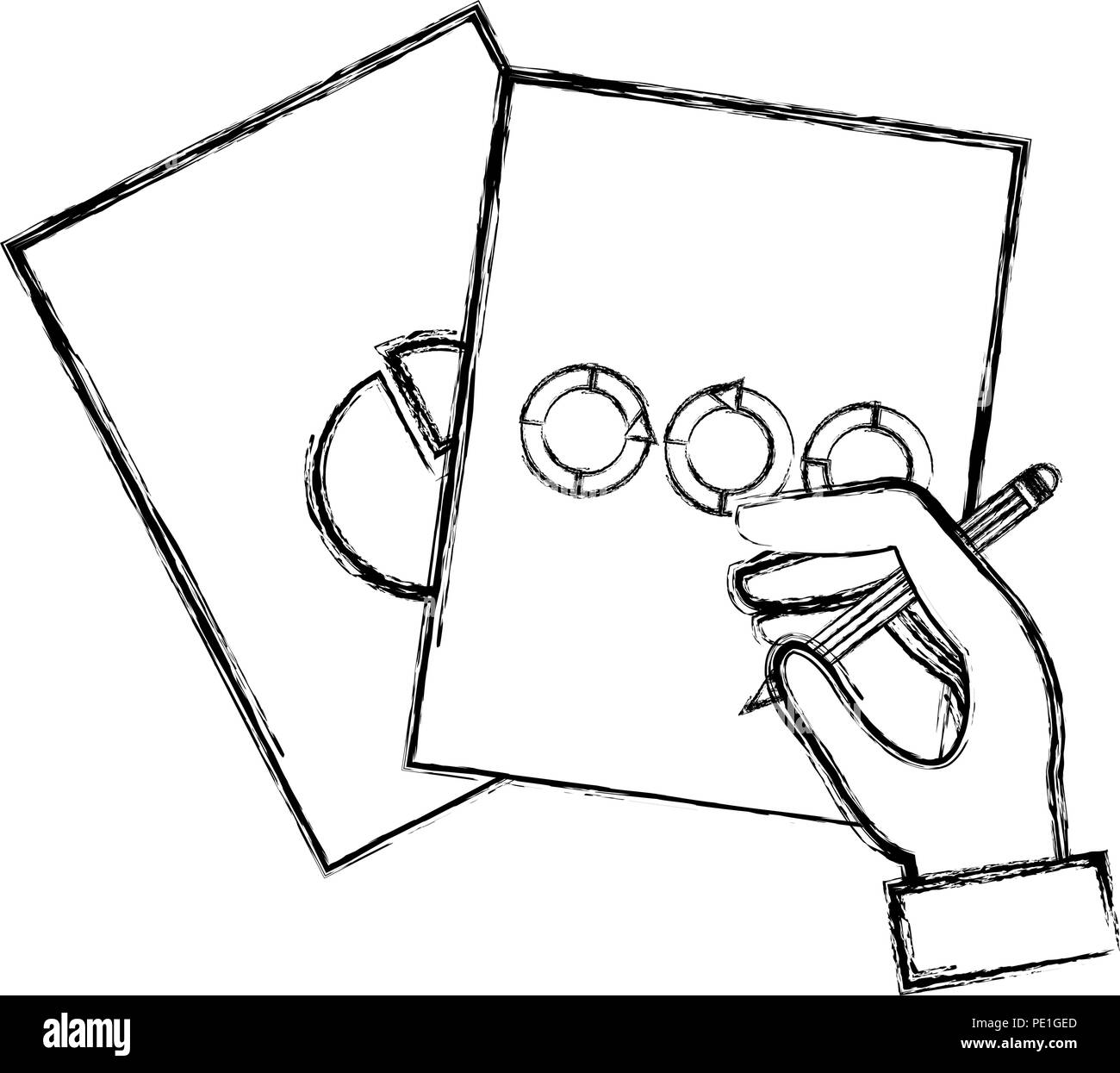 hand writing with pencil in documents paper vector illustration design ...