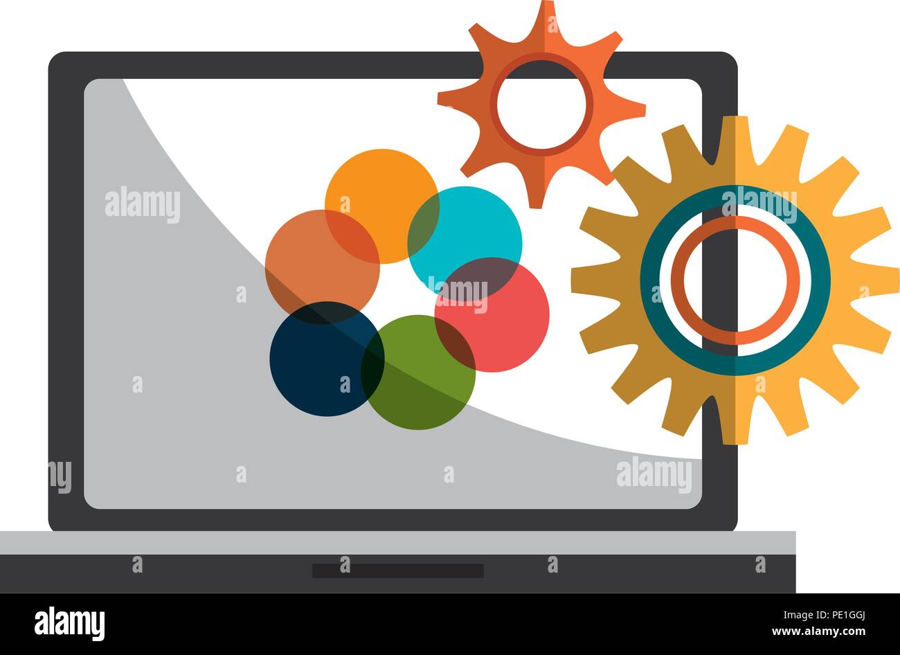 laptop computer with gears vector illustration design Stock Vector ...